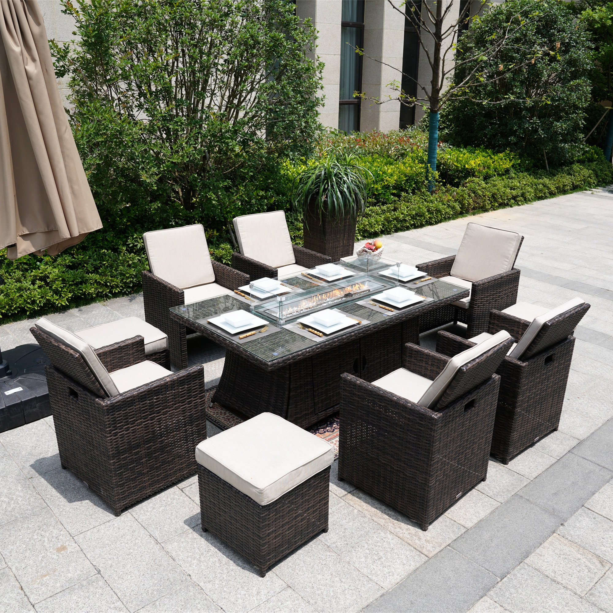 6 piece rattan cube garden furniture store